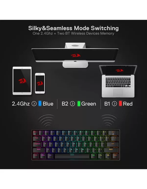 Redragon K530 PRO Draconic 60% Wireless Mechanical [Brown]