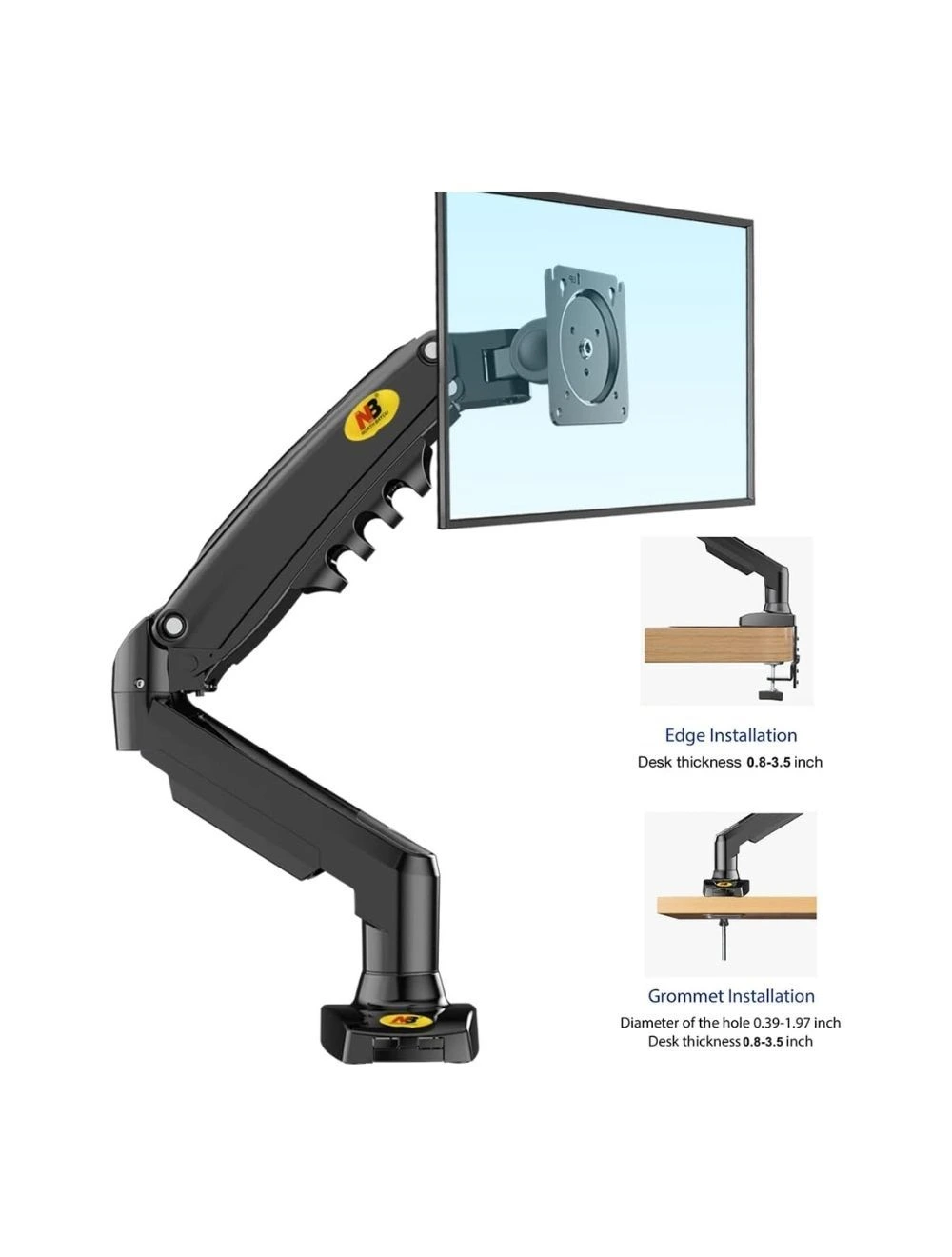 North Bayou F80 Ergonomic Gas-Spring Multifunctional Desk Mount (17 ...