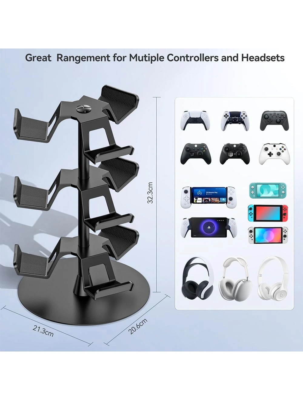 OIVO Multiple Controller & Headset Stand 3 Tiers for Desk (IV-P5425-3T ...