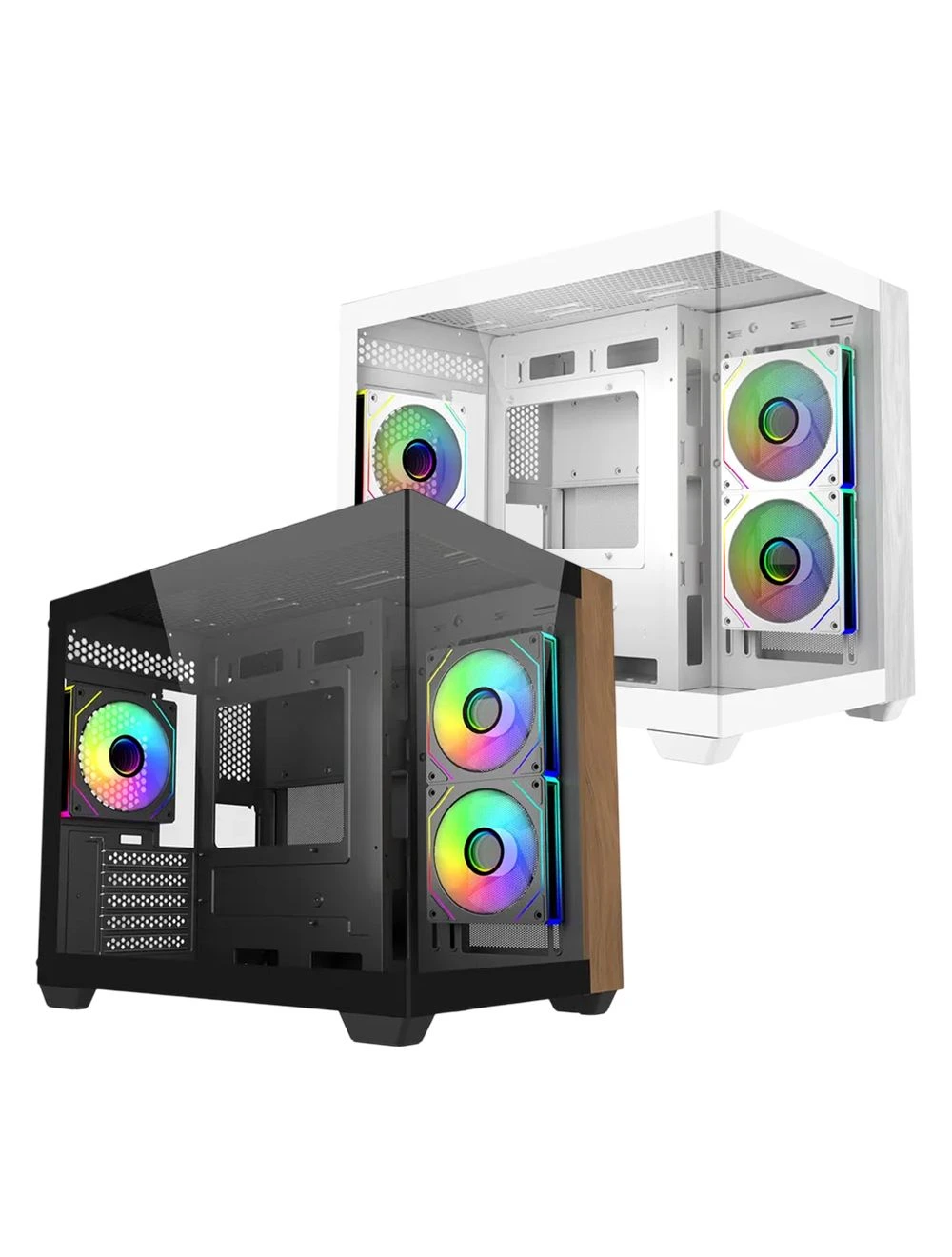 Cooler Master Elite 481 Wood Tempered Glass Wood Front Panel Micro ATX ...