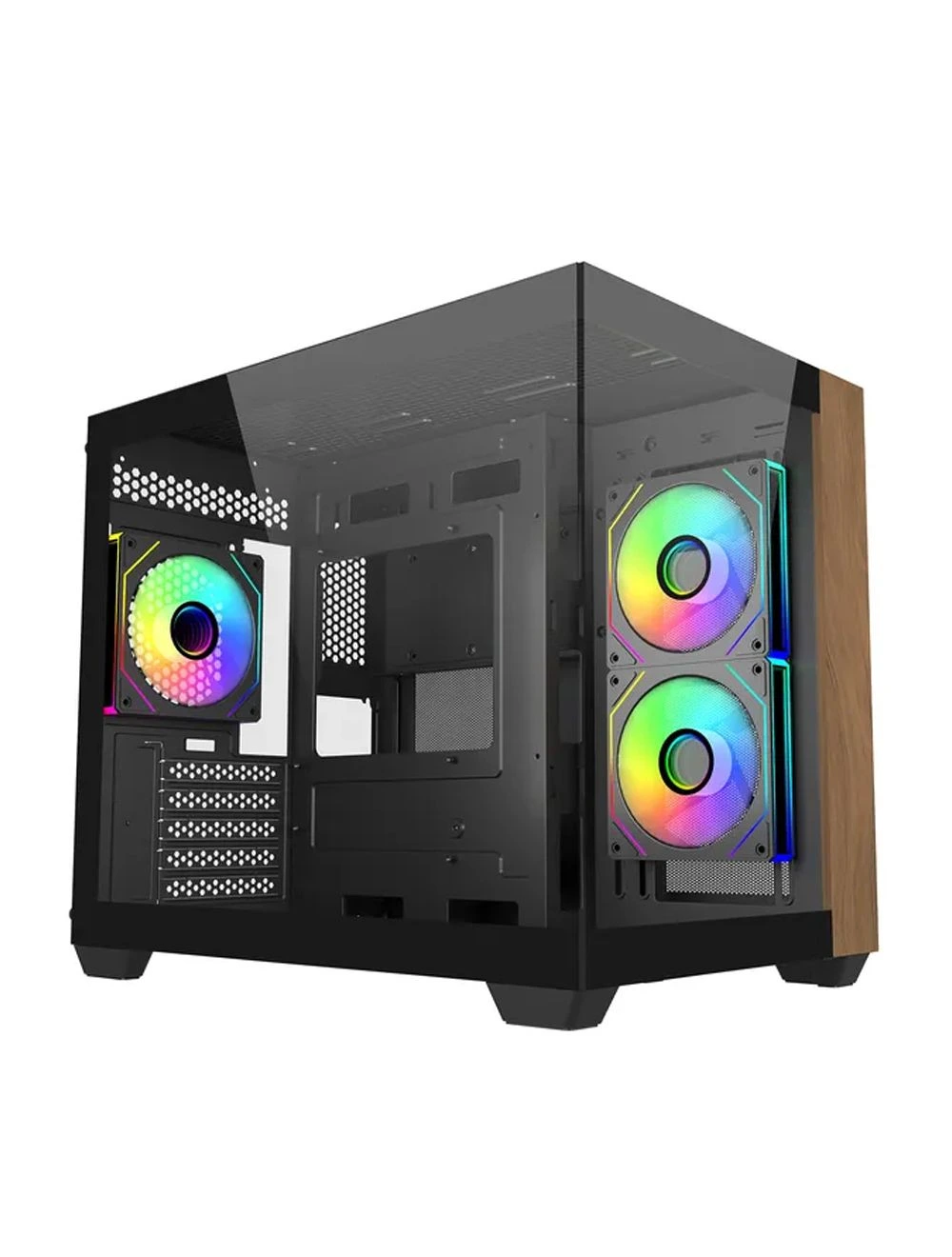 Cooler Master Elite 481 Wood Tempered Glass Wood Front Panel Micro ATX ...
