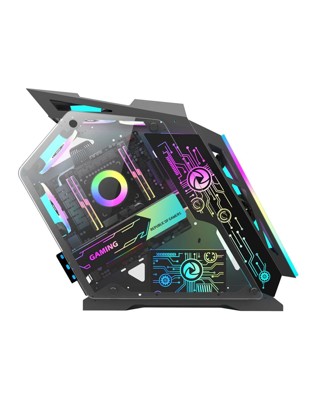 Inplay Thunder Robot Design RGB Light Panel Micro ATX Gaming PC Case ...