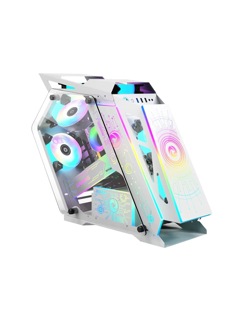 Inplay Thunder Robot Design RGB Light Panel Micro ATX Gaming PC Case ...